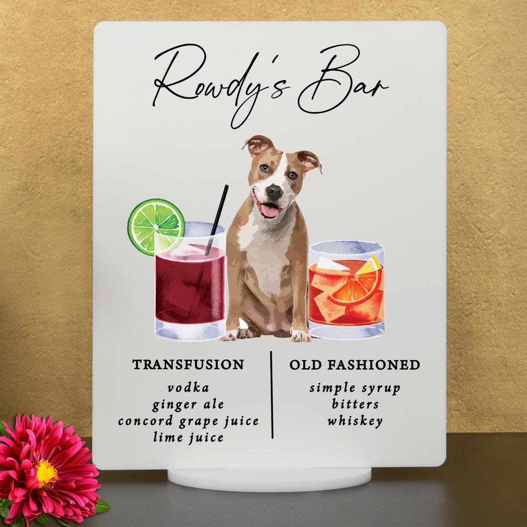 Illustrated Bar Menu Pet Signature Drinks! - Custom Dog, Cat, Pet Bar ...