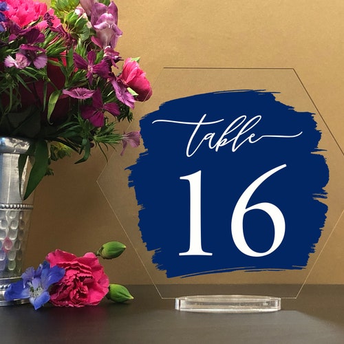 Custom Paint Brush Style Background Round Table Numbers With - Etsy
