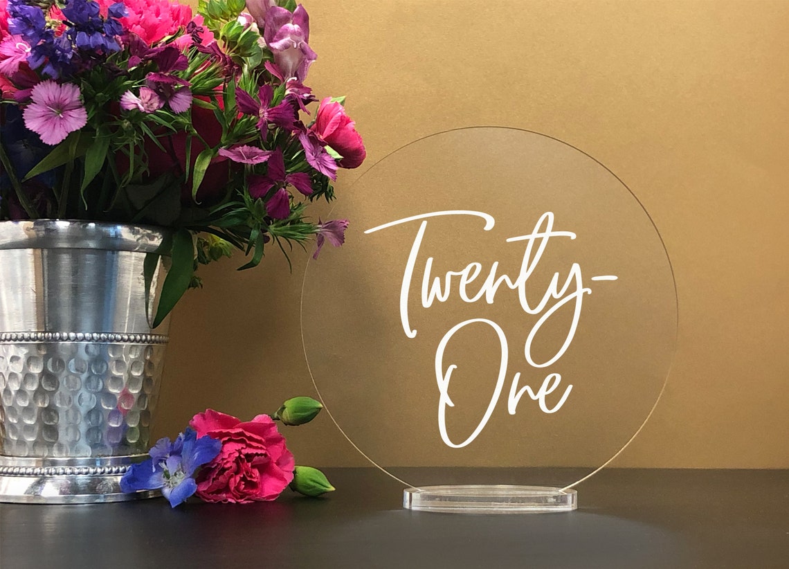 Round Table Numbers With Stand Clear Acrylic Wedding Table | Etsy