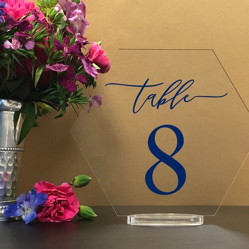Custom Color Square Table Numbers With Stand Clear Acrylic - Etsy