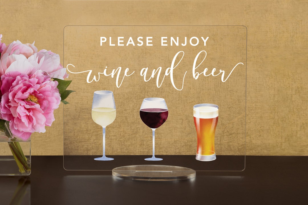 Please Enjoy Wine and Beer - Open Bar Sign - Open Bar for Wedding, Bar ...