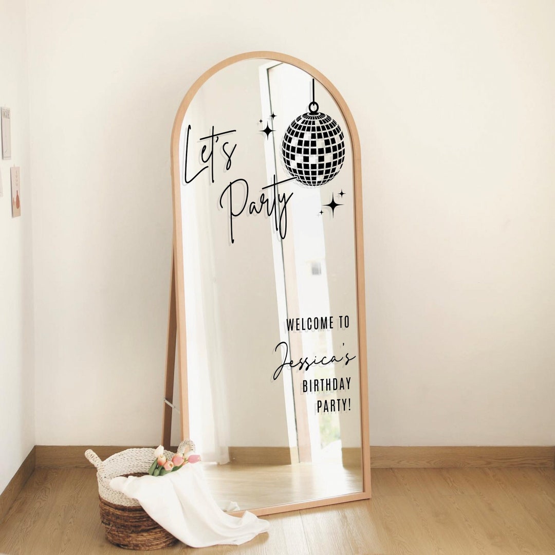 Let's Party - Disco Ball Birthday Mirror Decal: Personalised Mirror ...