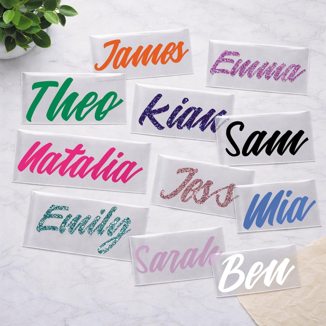 Personalised Iron on Script Name | Custom Heat Transfer Vinyl for T ...