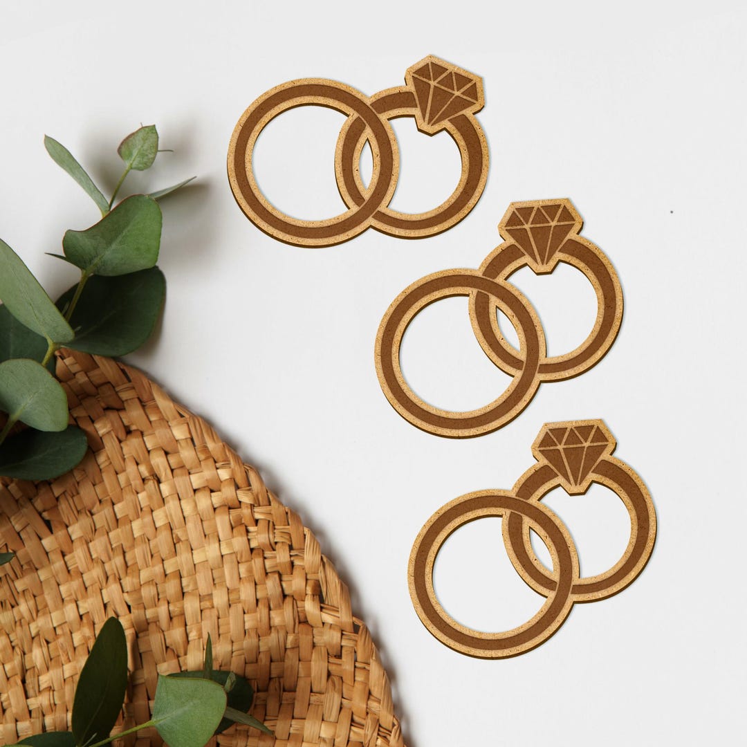 MDF Wedding Ring Craft Blanks – Engagement and Marriage Themed Wooden ...