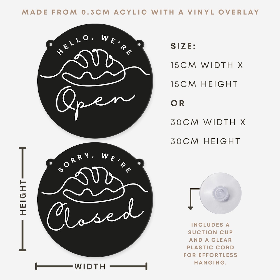 Bakery Open & Closed Sign - Bread Loaf: Acrylic Double-sided Hanging ...