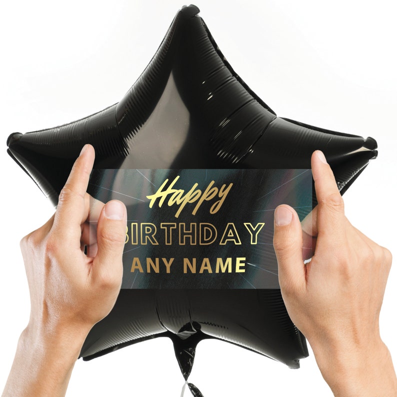 Personalised Happy Birthday Balloon Sticker - Custom Name Sticker Decal ...