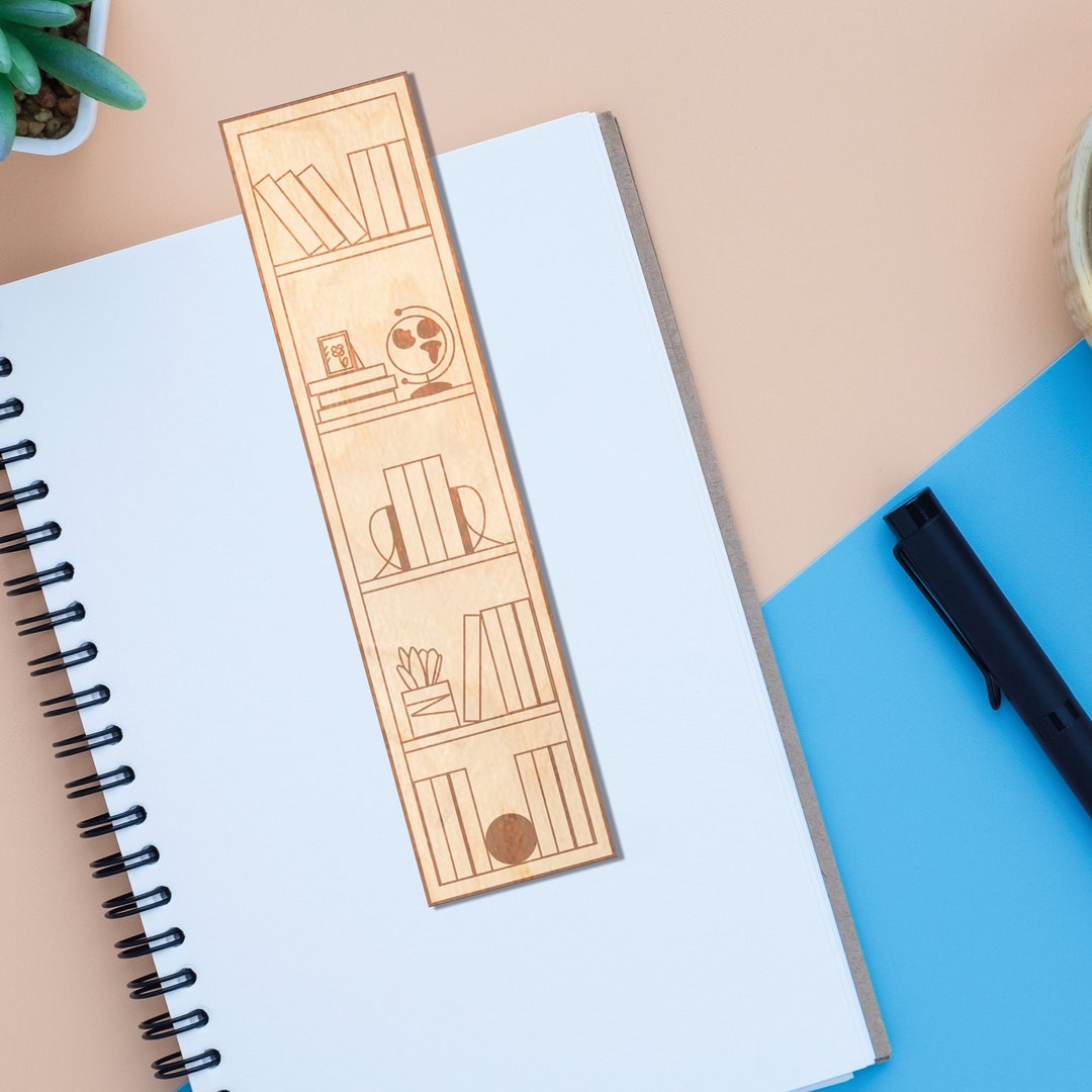 Bookshelf Bookmark Engraved Wooden Book Gift - Etsy