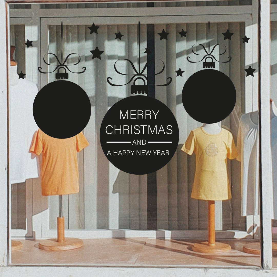 Christmas Baubles Merry Christmas and Happy New Christmas Shop Window ...