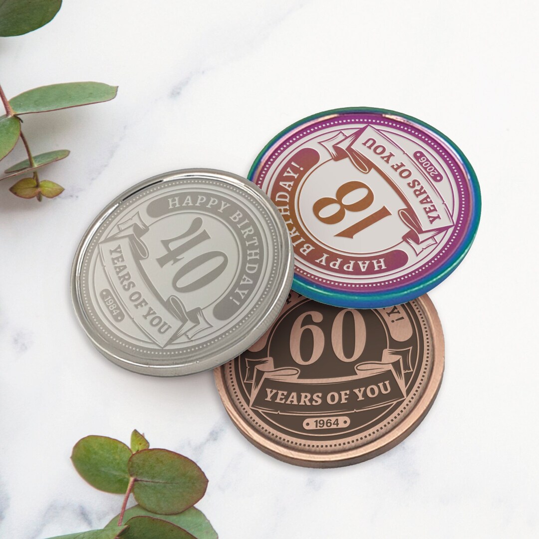 Birthday Coin - Years of You: Age Milestone Keepsake Coin With Custom ...