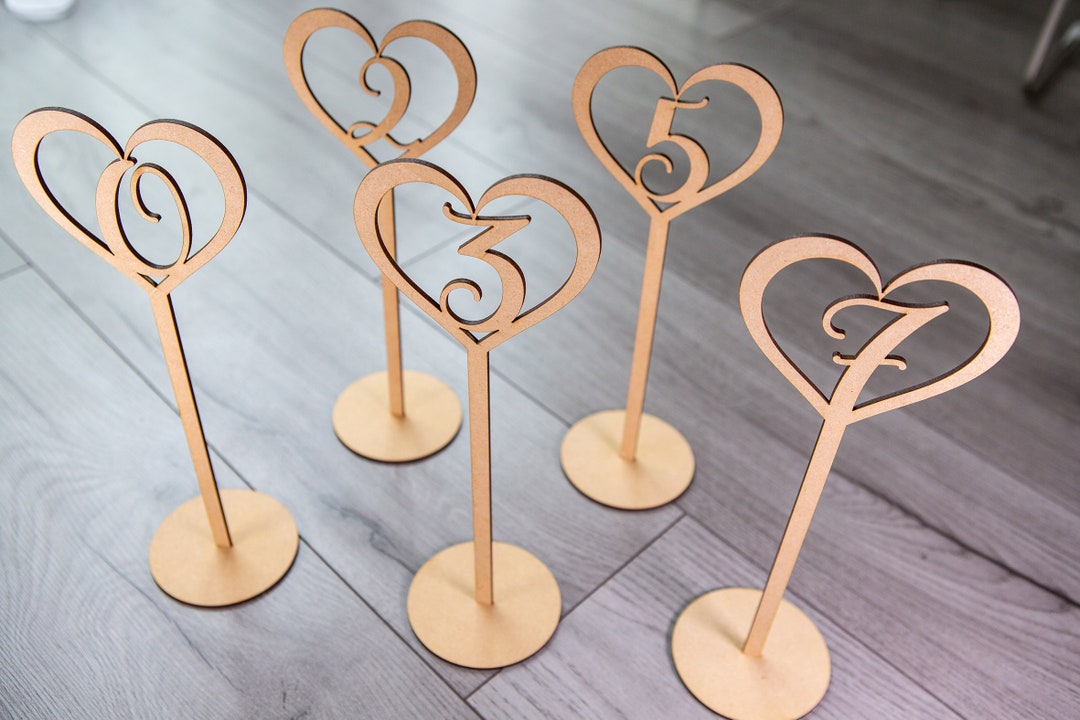 Wedding Heart Table Numbers Wood - Rustic Table Number Wooden Natural ...