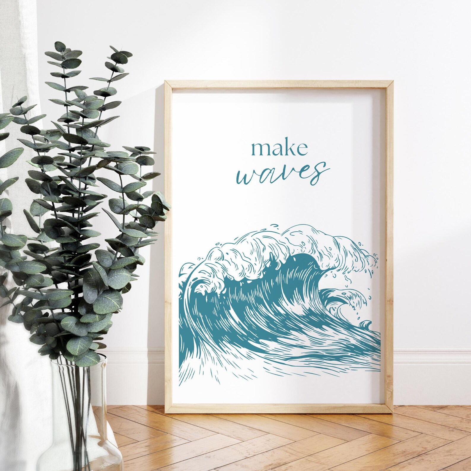 Make Waves - Ocean-inspired Poster: Wave Illustration Print, Coastal ...