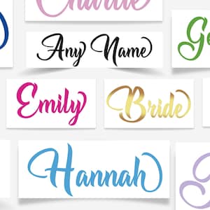 Personalised Name Sticker: Script Font Custom Word Vinyl Decal Label ...