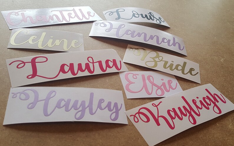 Personalised Curly Name Sticker / Vinyl Decal Label / Water | Etsy
