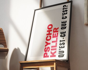 Psycho Killer Talking Heads Song Lyric Print Music Poster Wall Art A5 ...