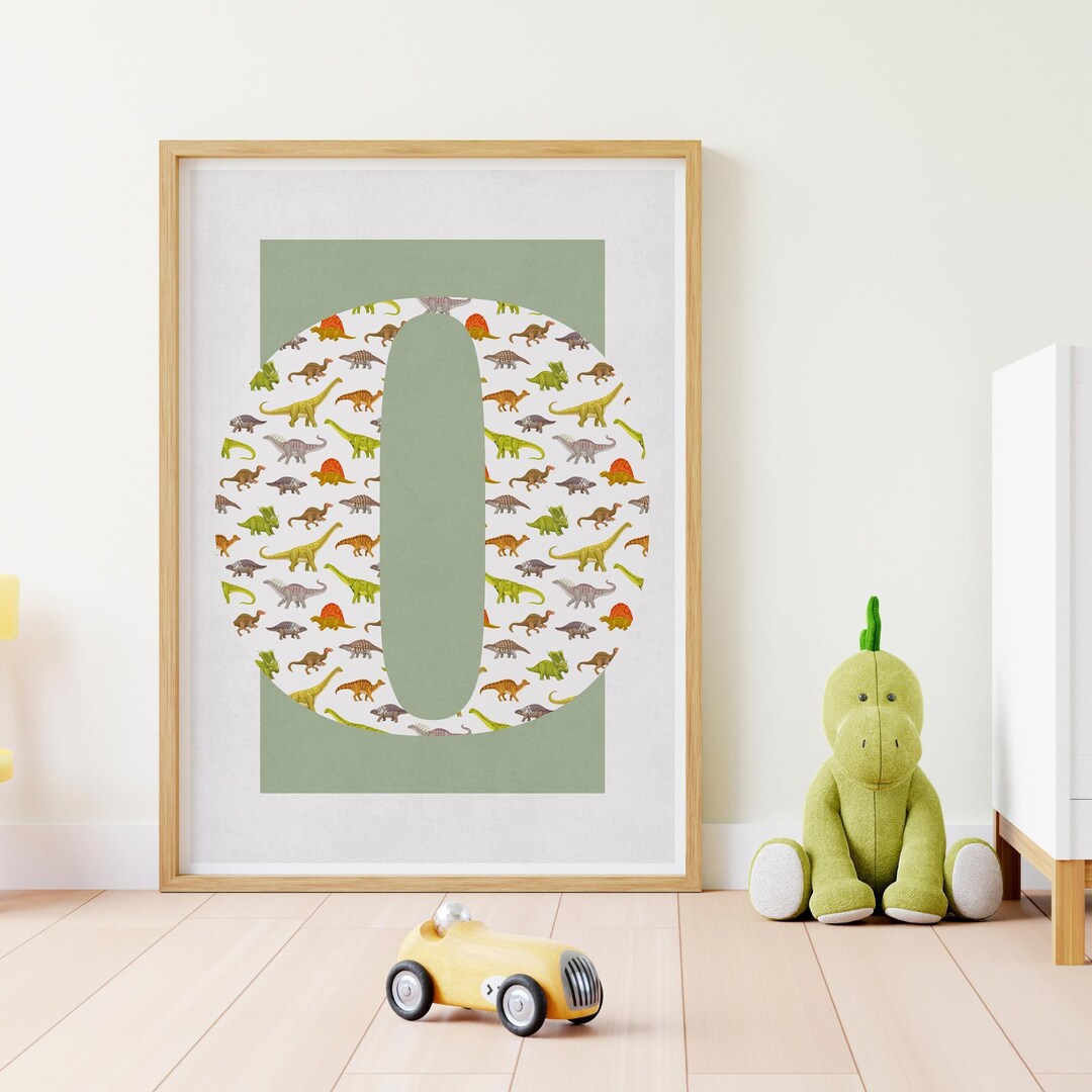Dinosaur Pattern Initial Poster: Alphabet Wall Art, Personalised ...