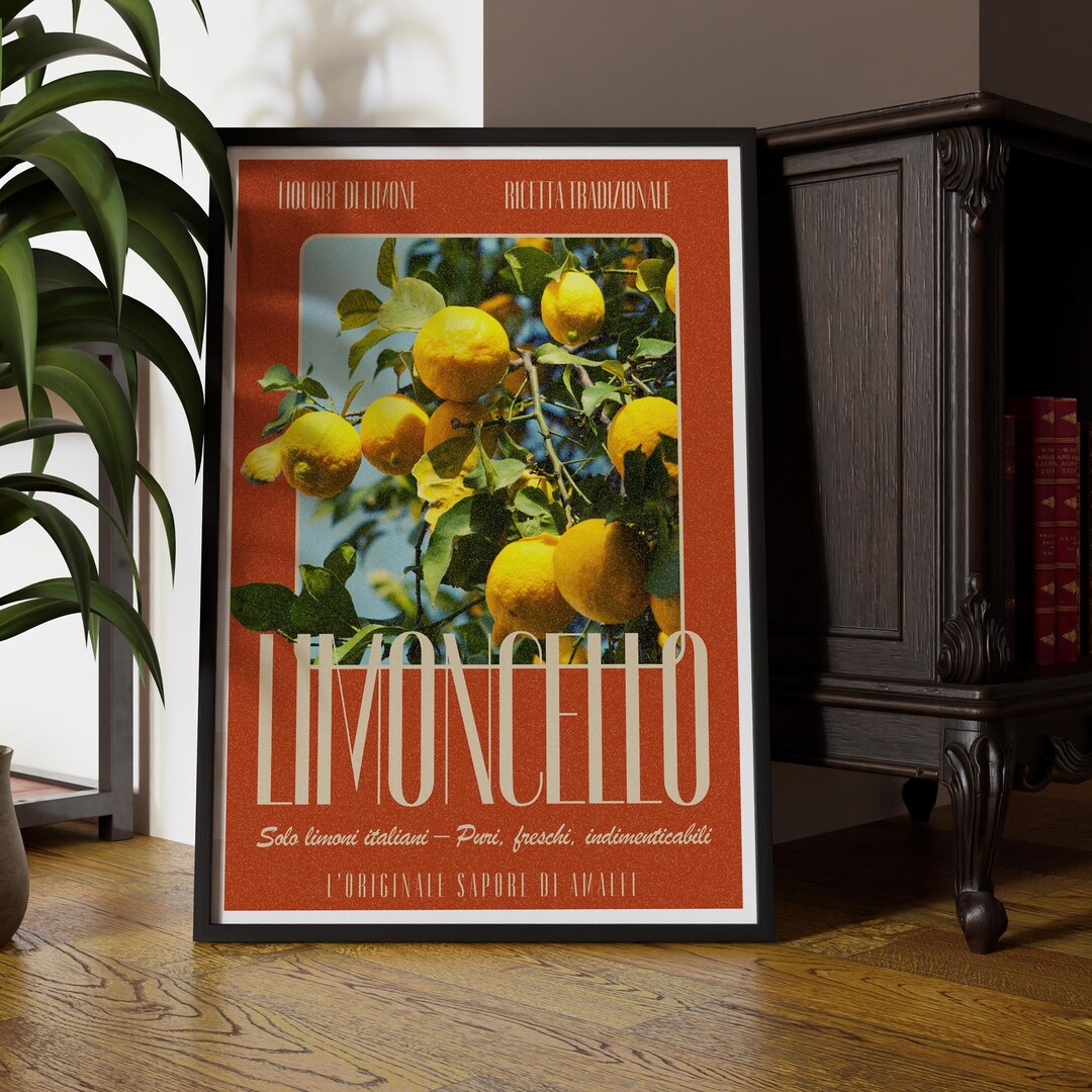 Vintage Limoncello Poster | Italian Lemon Tree Print, Amalfi Coast ...