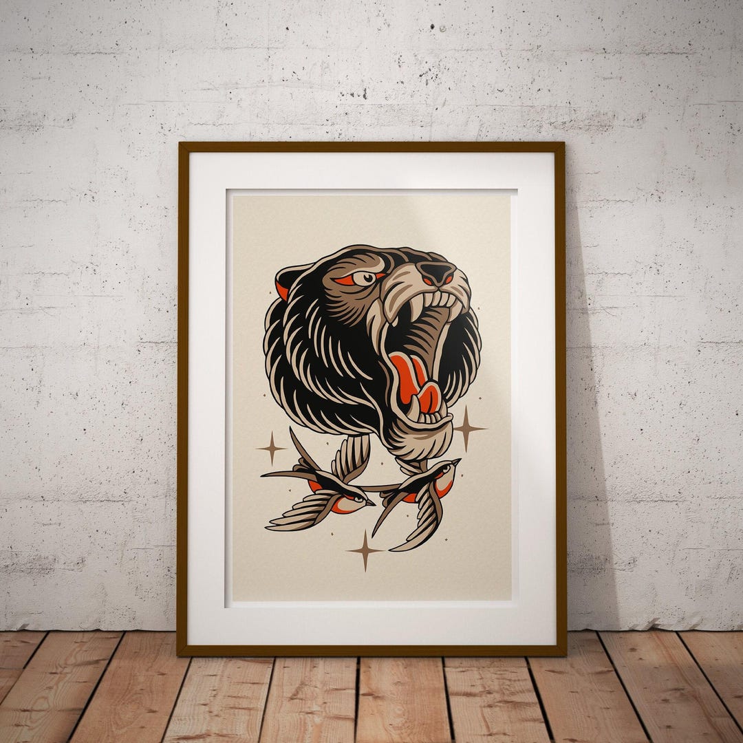 Traditional Tattoo - Bear Poster: Tattoo Flash Sheet Art Poster ...