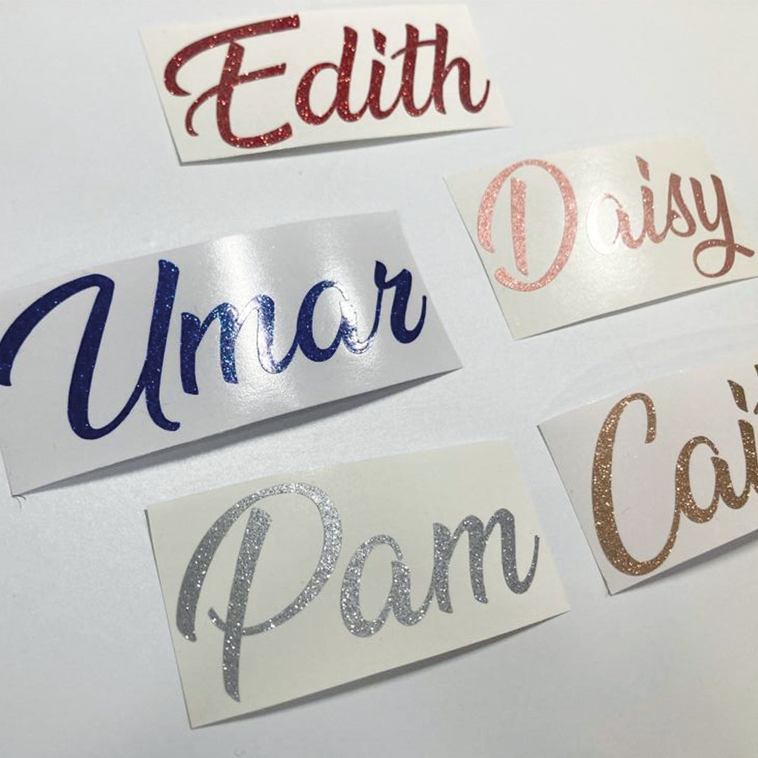 Personalised Multiple Colour and Sizes Glitter Name Vinyl Wedding ...