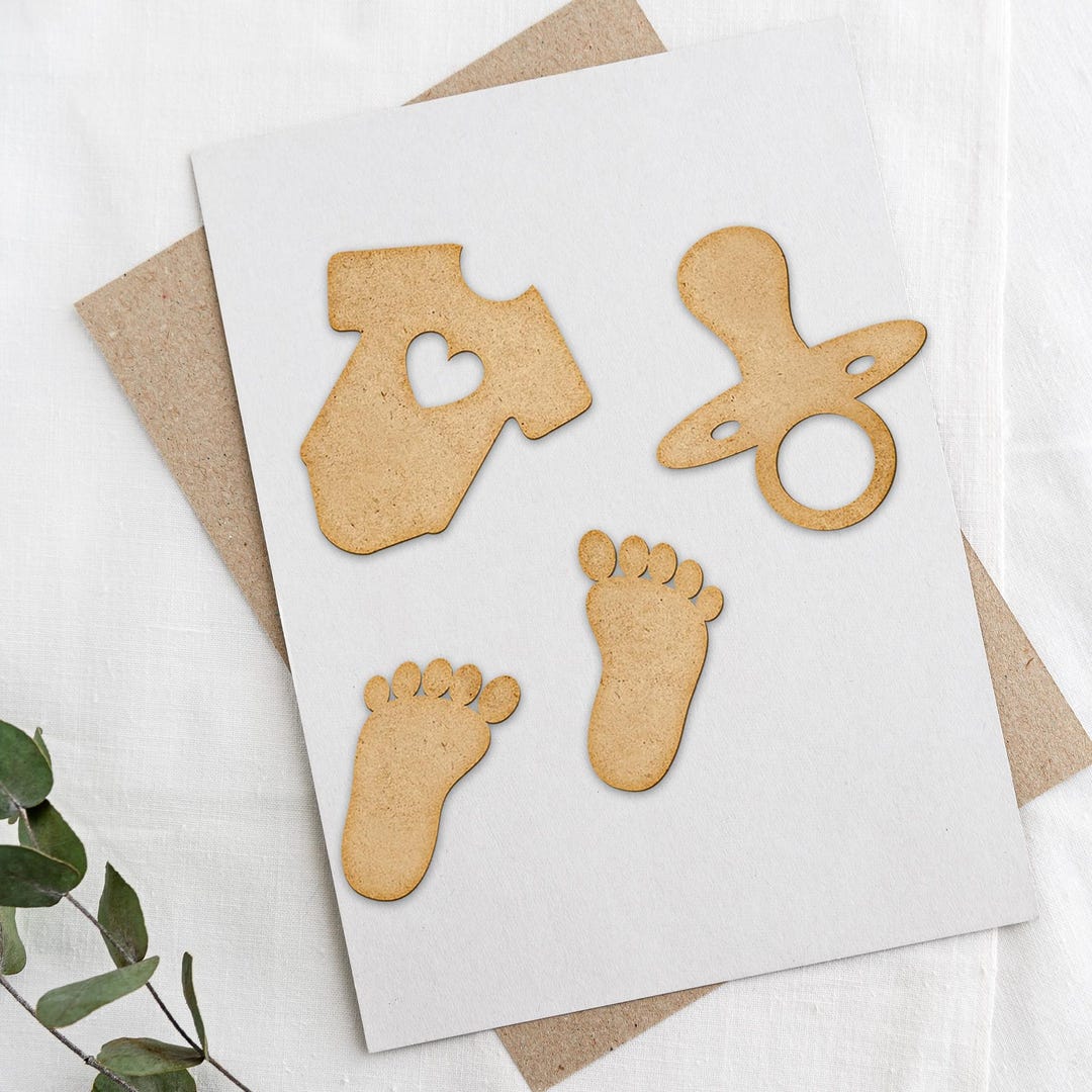 MDF Baby Craft Shapes Set – Laser Cut Blanks for DIY, Baby Shower Décor ...