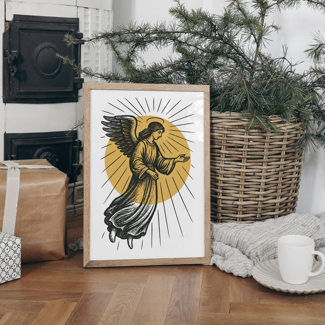 Nativity Illustration - Angel Poster – Christmas Wall Art – Angel ...