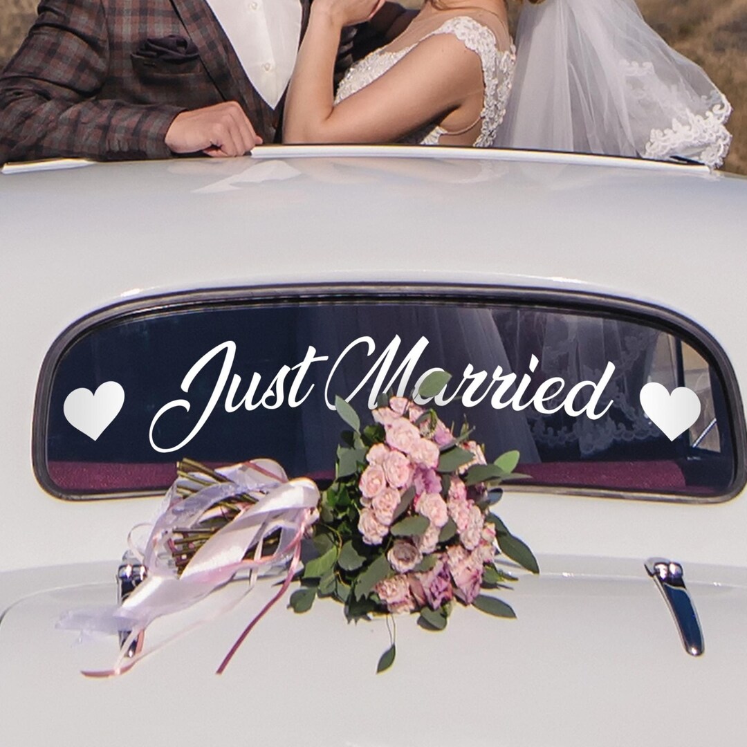Just Married Car Sticker: Wedding Car Decorations, Just Married Decal ...