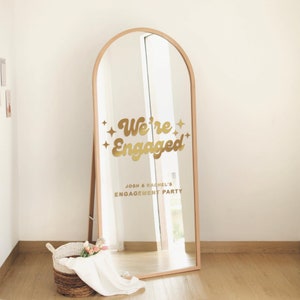 Retro We're Engaged - Personalised Vinyl Sticker: Engagement Party ...