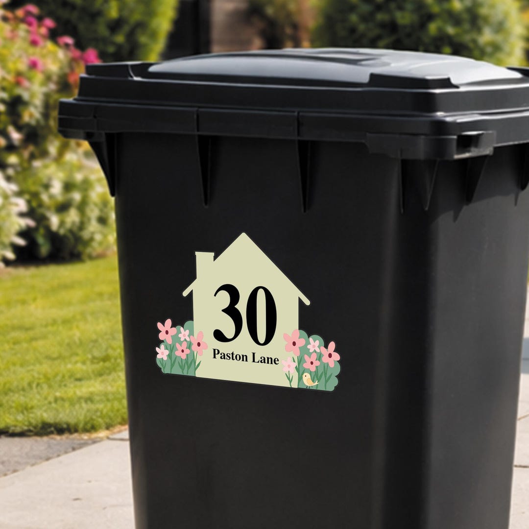 Personalised Wheelie Bin Sticker | Custom House Number & Street Name ...