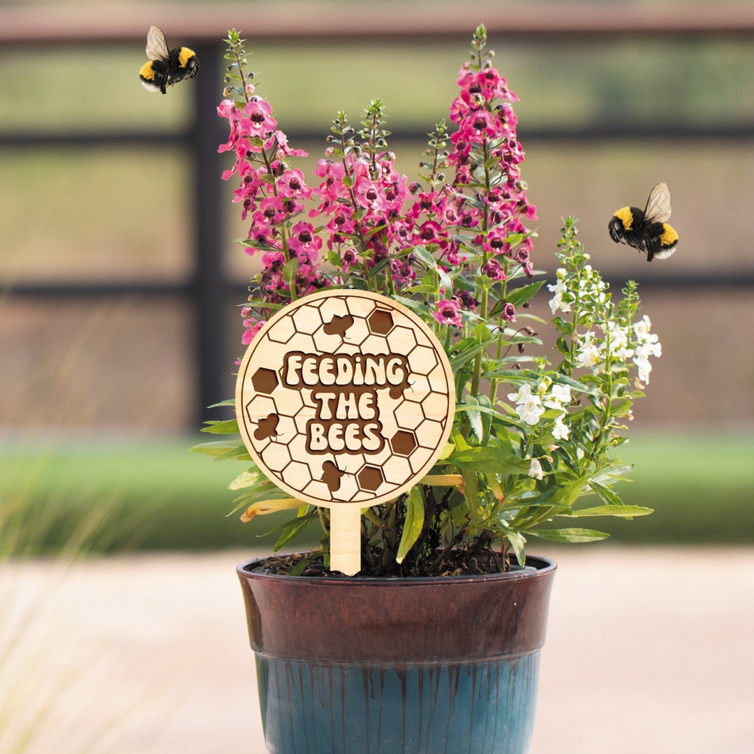 Feeding the Bees Plant Tag Sign - Cute Bee-themed Plant Gift, Small ...