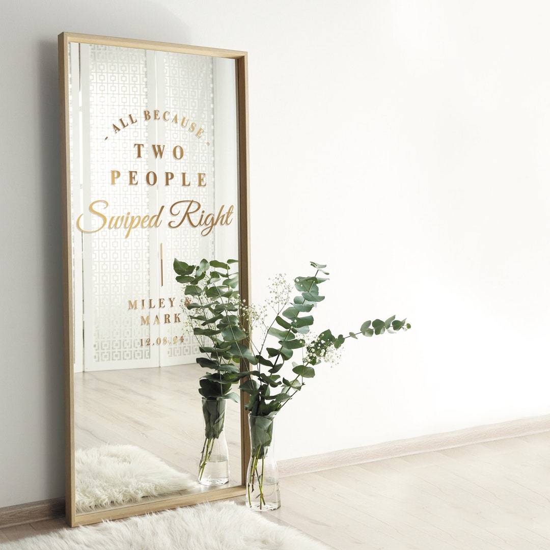 Swiped Right Arch & Script Mirror Sticker: Custom Decor, Personalised ...