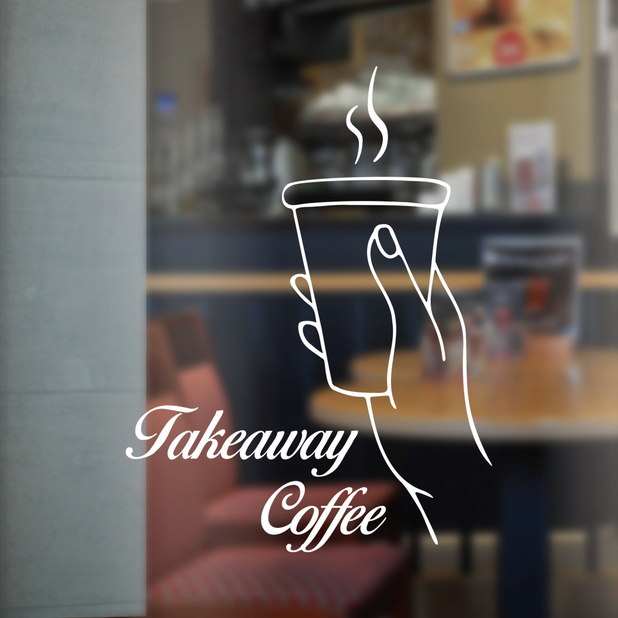 Coffee Cup Vinyl Sticker: Coffee Shop Decor, Inversed Takeaway Coffee ...