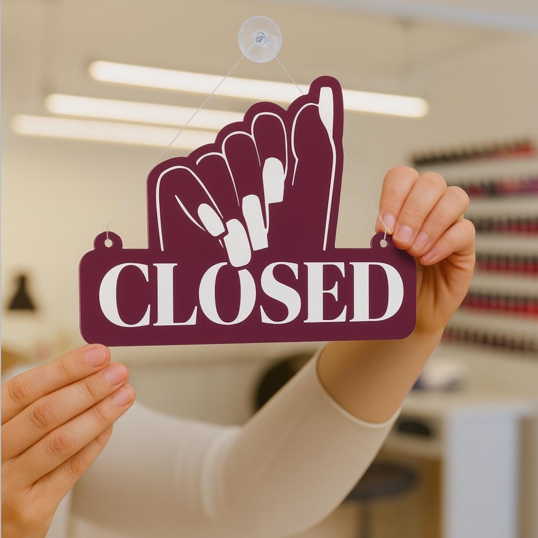 Nail Salon Open & Closed Sign – Hand and Nails Design: Acrylic Hanging ...