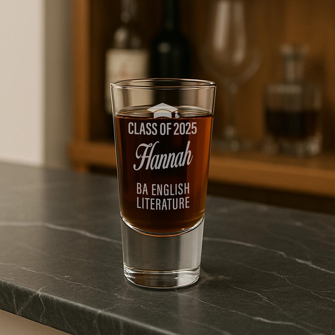 Personalised Graduation Shot Glass – Class Of, Name & Degree | Custom ...