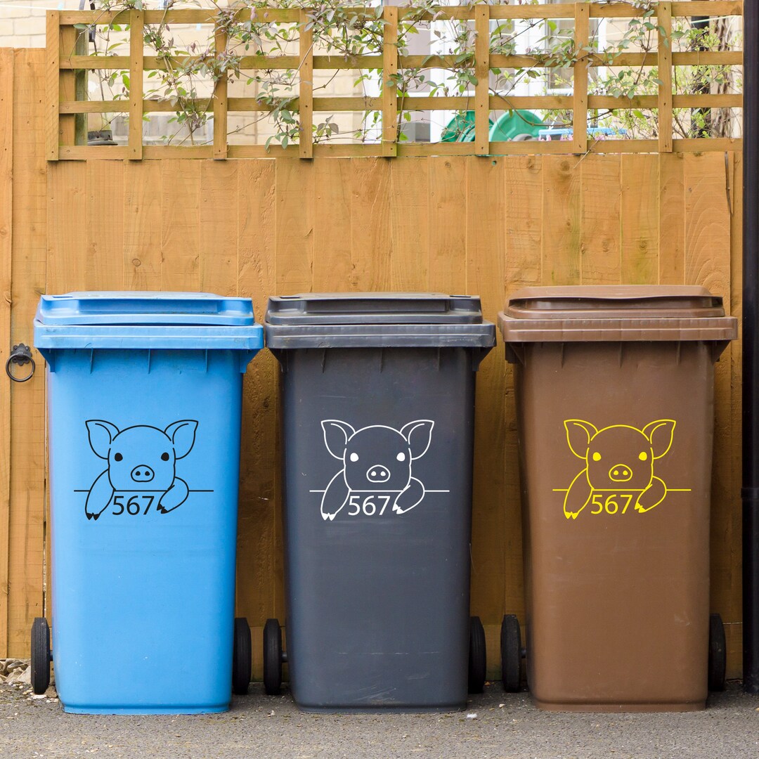 Personalised Pig Wheelie Bin Custom Sticker Custom Number House Number ...