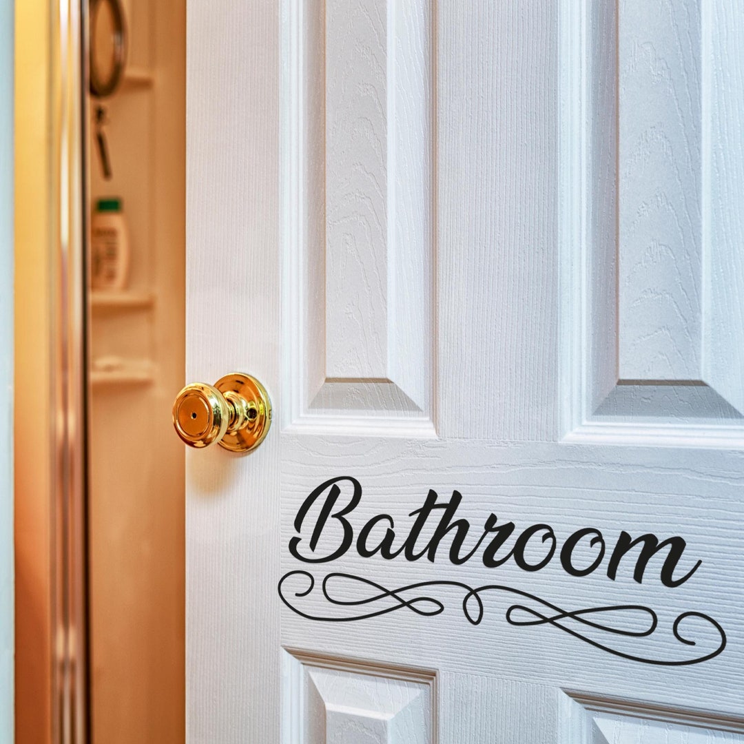 Bathroom Vinyl Sticker With Elegant Swirly Underline - Perfect for ...