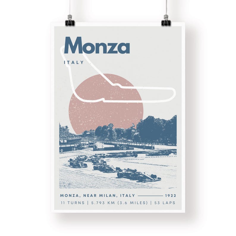 Monza F1 Circuit Poster: Italian Grand Prix Track Art Print, Motorsport ...