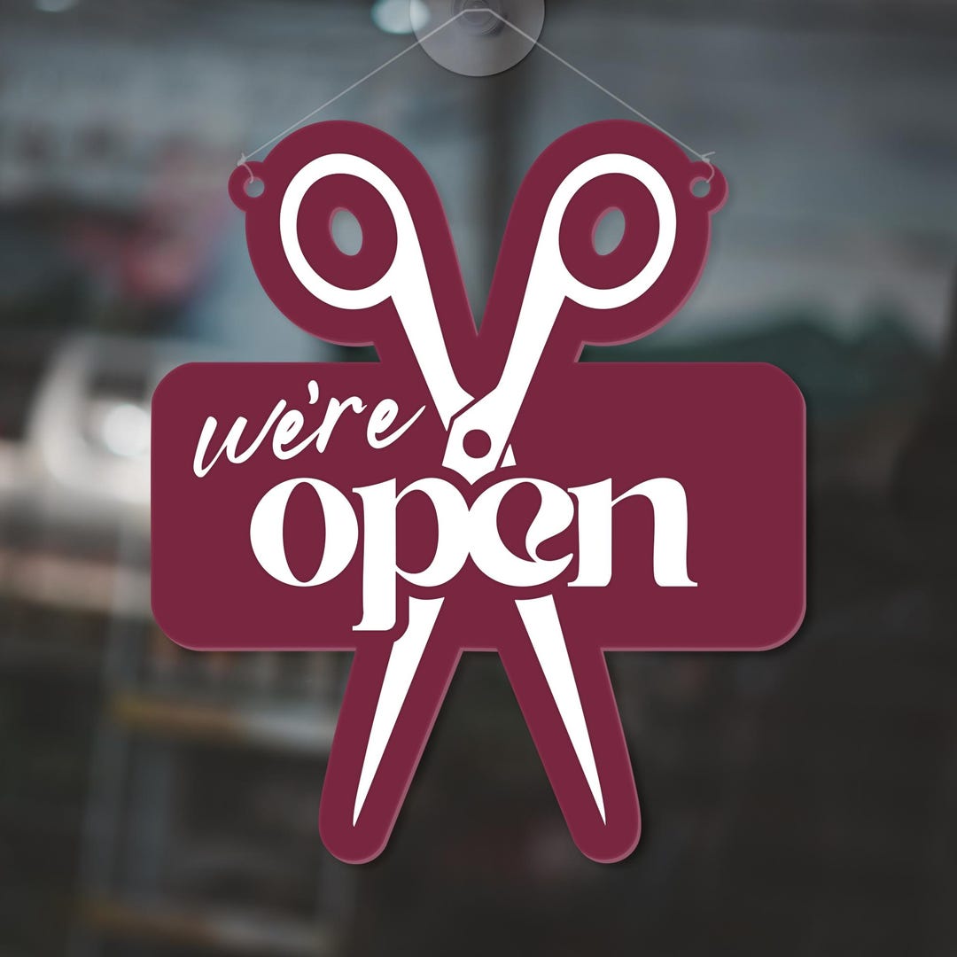 Hairdresser Open Closed Sign – Acrylic Hanging Scissors Shaped Business ...