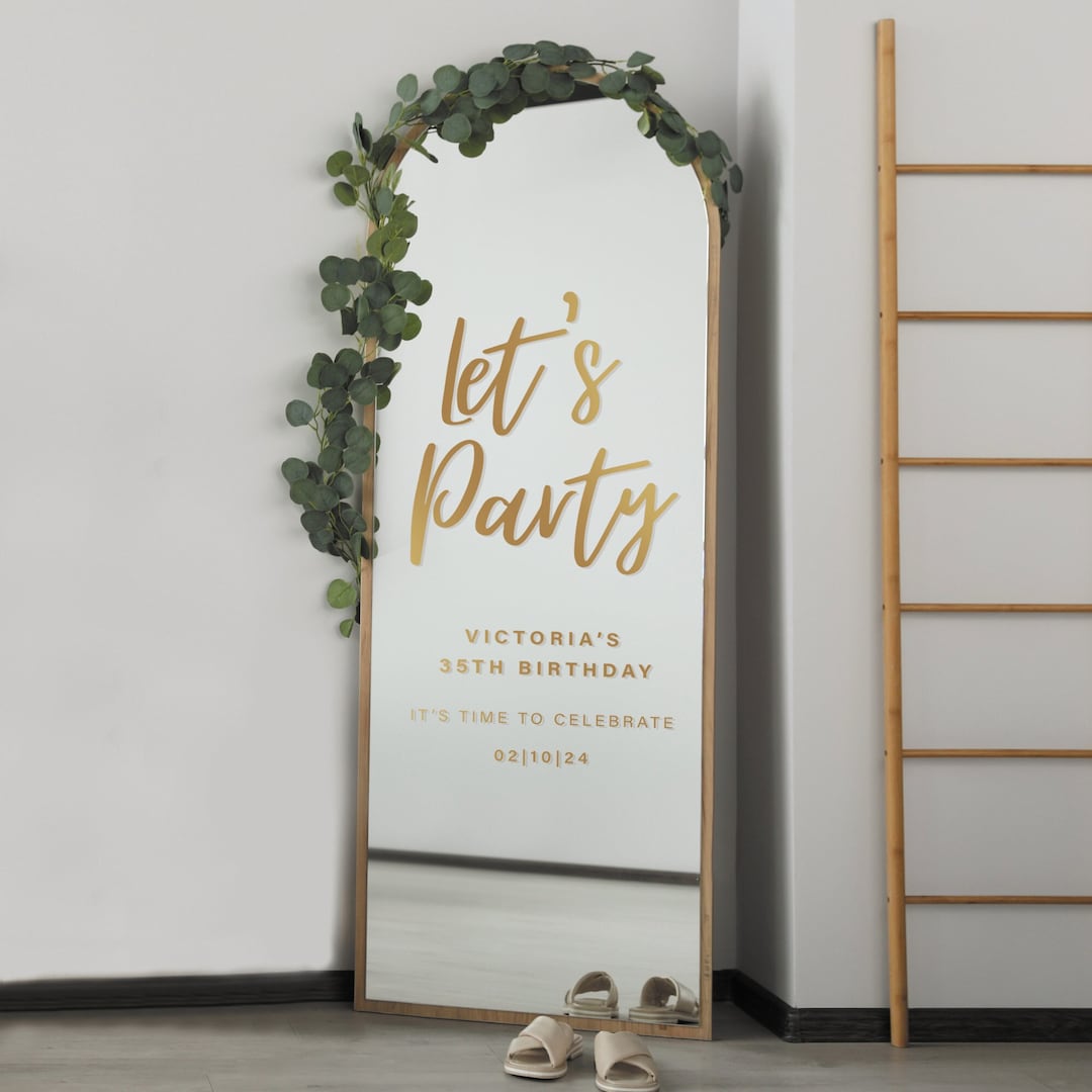 Let's Party - Birthday Mirror Decal: Personalised Mirror Sticker ...