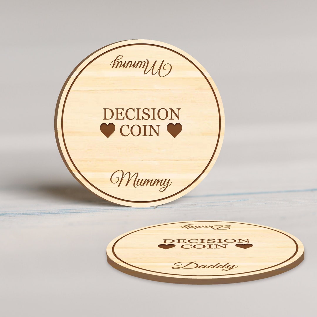 Personalised Decision Coin - Novelty Gift, Engraved Wooden Decision ...