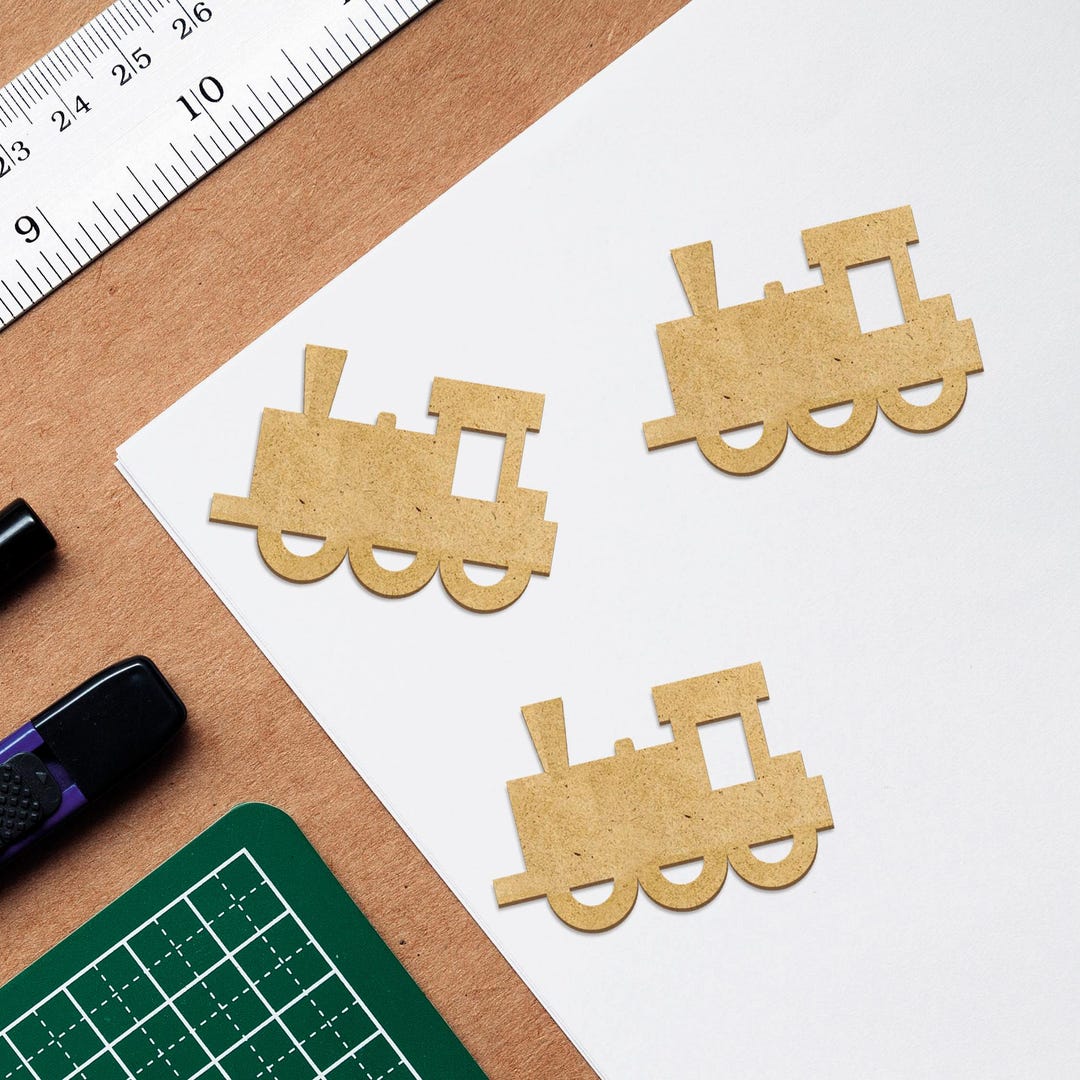 MDF Train Craft Blanks – Set of 3: Wooden Steam Train Cutouts for DIY ...