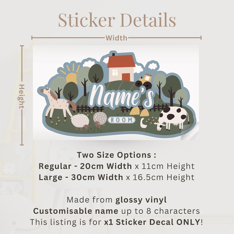 Personalised Farm Animal Wall Sticker | Kids Bedroom Name Decal ...
