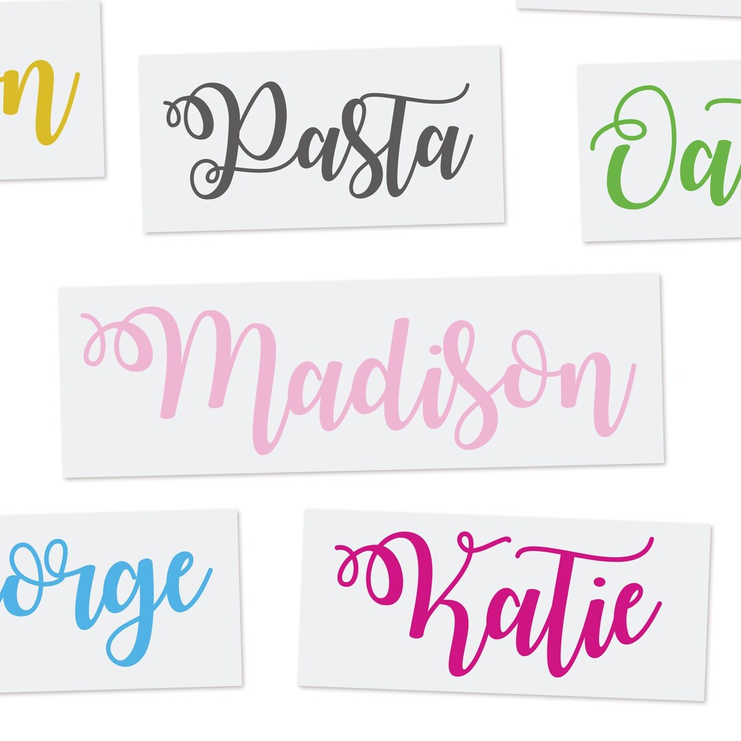 Personalised Curly Name Sticker / Vinyl Decal Label / Water Bottle ...