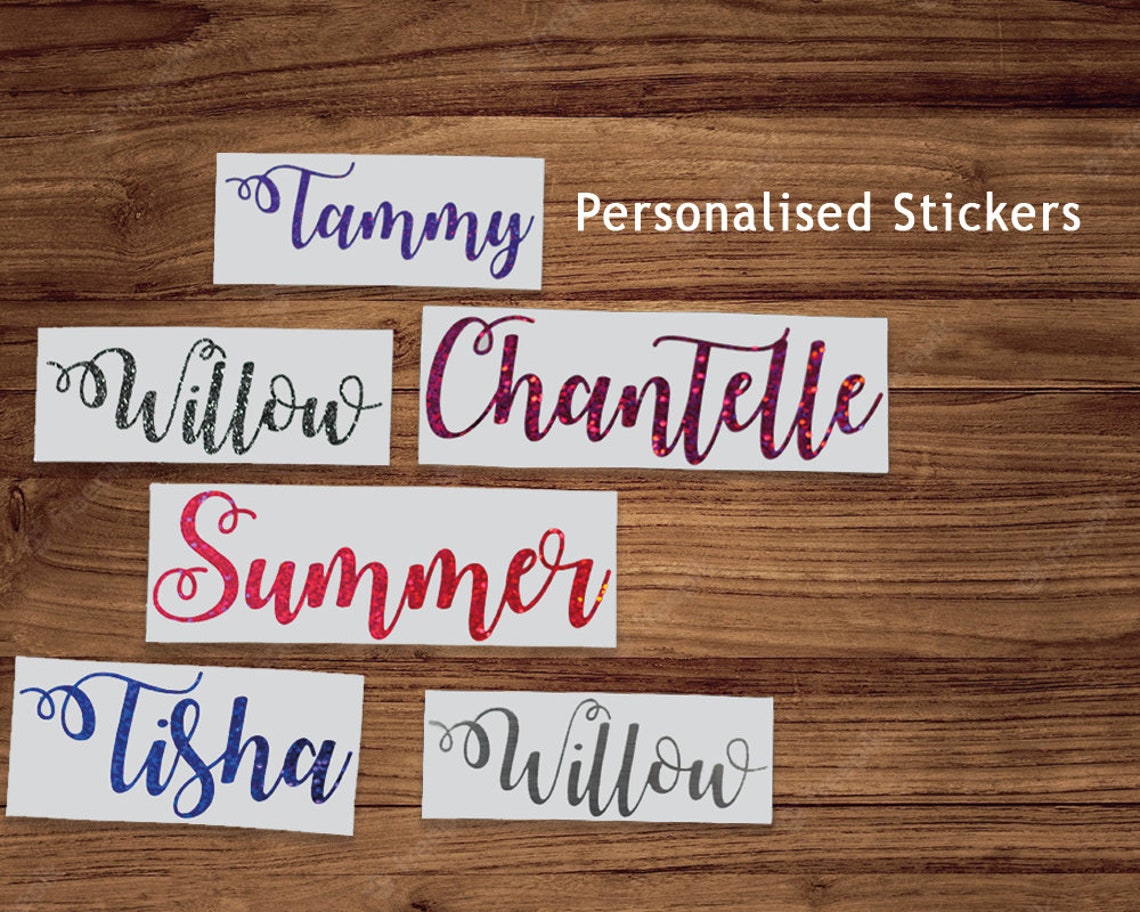 Personalised Curly Name Sticker / Vinyl Decal Label / Water - Etsy UK