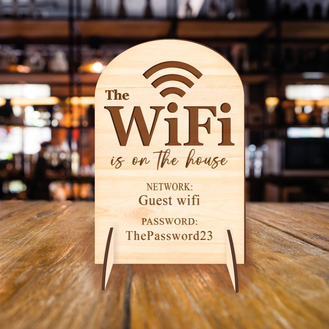 Personalised Wifi Sign - Wooden Wifi Plaque & Stand, for Home, Air BNB ...