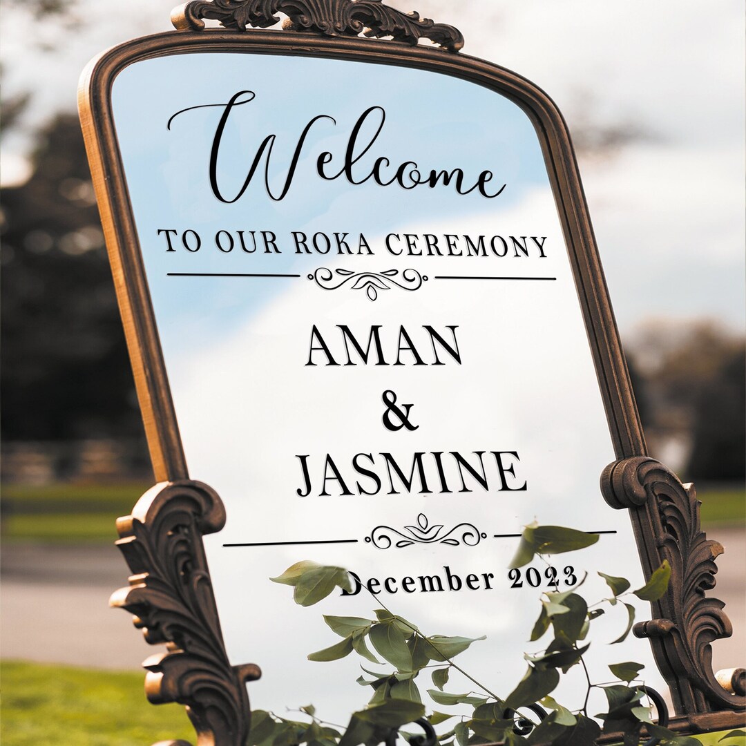 Roka Ceremony Welcome Sign - Personalised Sticker for DIY Indian ...
