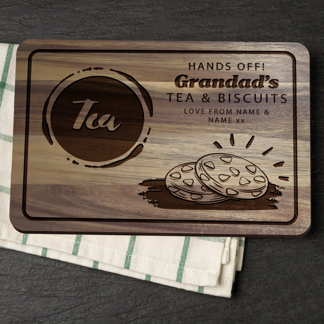 Father's Day Gift Personalised Hands off Tea & Biscuits Board ...