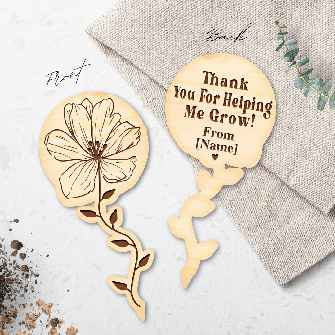 Thank You for Helping Me Grow Flower Plant Tag Cute - Etsy