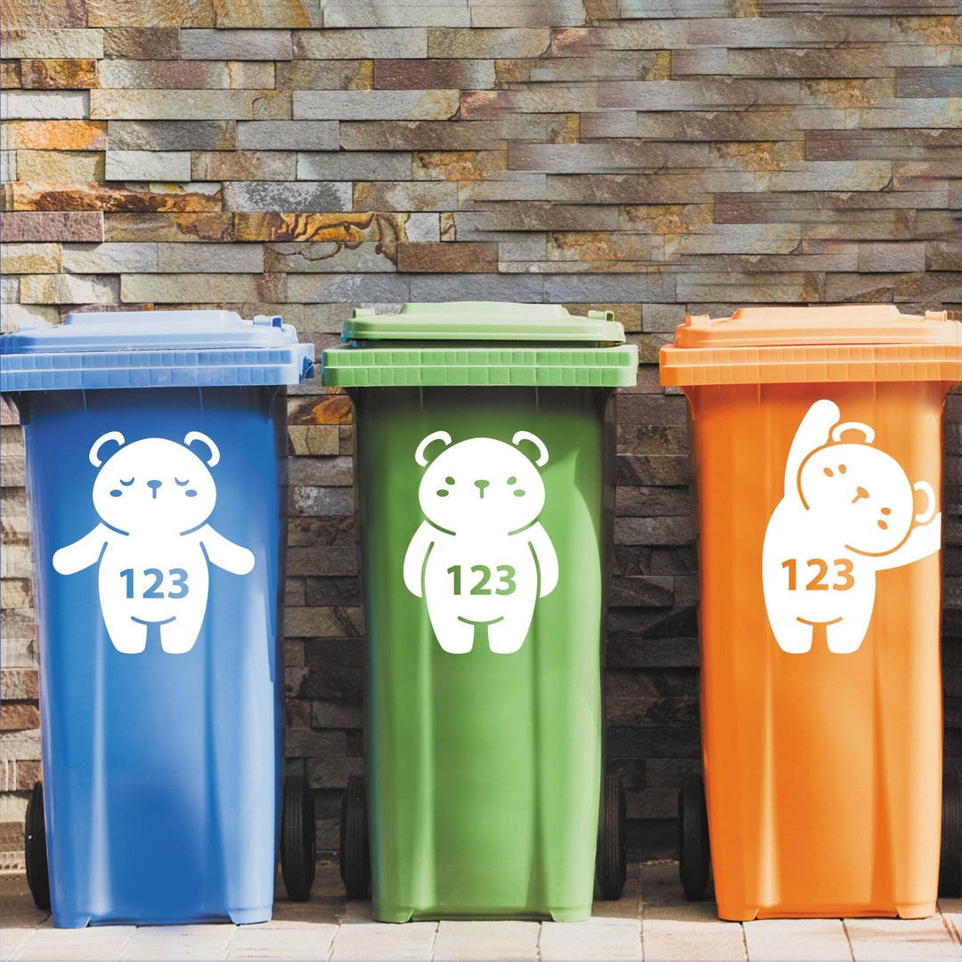 Personalised Bear Wheelie Bin Sticker - Bear Silhouette With Custom ...