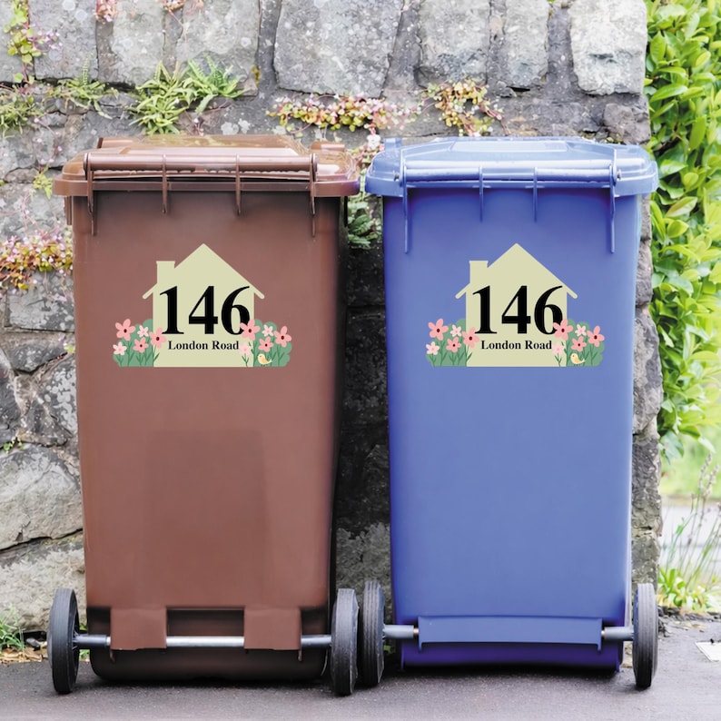 Personalised Wheelie Bin Sticker | Custom House Number & Street Name ...