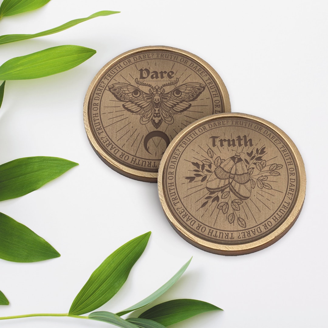 Truth or Dare Coin - Moth Design: Engraved Metal Decision Coin ...