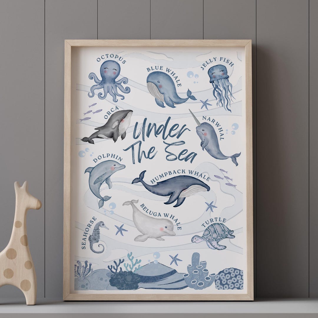 Under the Sea Animal Poster: Watercolor Ocean-themed Educational Wall ...